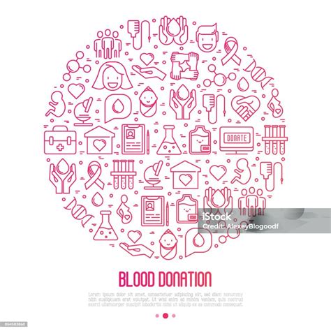 얇은 선 아이콘 원에서 혈액 기부 개념 세계 혈액 기증자의 날입니다 웹 페이지 배너 인쇄 매체에 대 한 벡터 일러스트 Donors Choose에 대한 스톡 벡터 아트 및