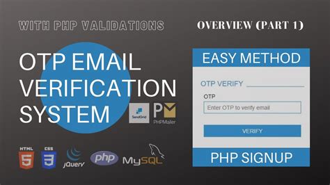 Php Signup With Otp Email Verification System Overview Part 1 Youtube