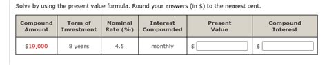 Solved Solve By Using The Present Value Formula Round Your Chegg