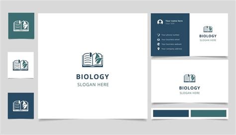 Premium Photo Biology Logo Design With Editable Slogan Branding Book And