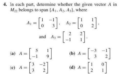 Solved In ﻿each Part Determine Whether The Given Vector