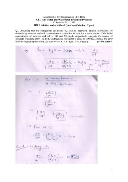 cel795 hw8 solution and additional problems pdf