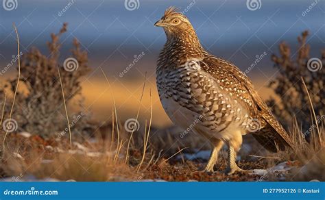 The Sharptail Grouse Is Looking For Food On Its Own Stock Illustration