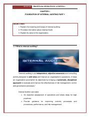 CHAPTER 1 FOUNDATION OF INTERNAL AUDITING PART 1 Pdf MODULE PROFINA06 OPERATIONS AUDITING