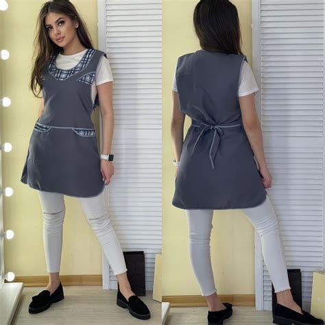 Сарафан рабочий Рита габардин халат фартук универсальный с карманами