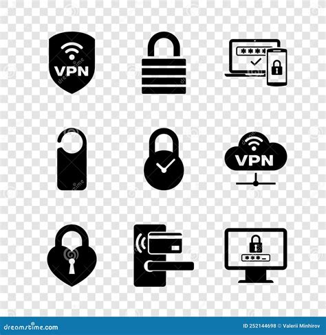 Set Shield With Vpn Wireless Lock Two Steps Authentication Castle In Shape Of Heart Digital