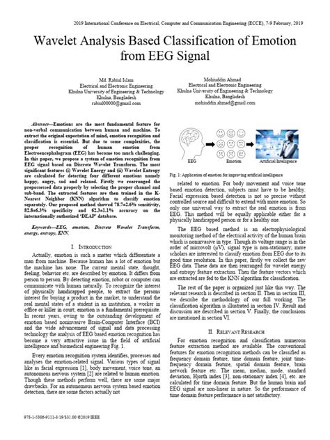 Wavelet Analysis Based Classification Of Emotion From Eeg Signal Pdf