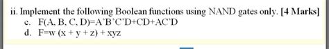 solved ii implement the following boolean functions using