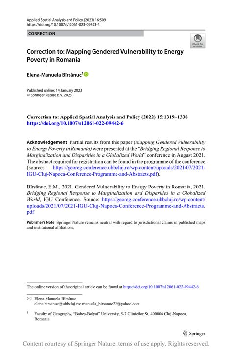 Correction To Mapping Gendered Vulnerability To Energy Poverty In
