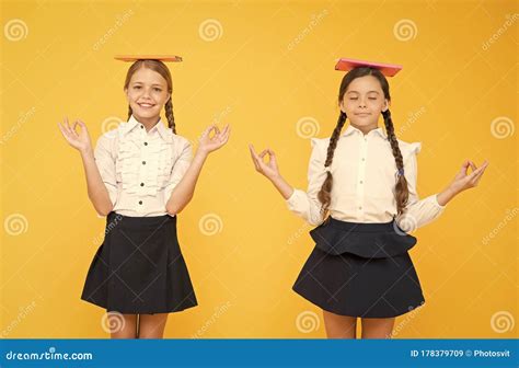 Schoolgirls Friends Sit On Desk Best Friends Relaxing Schoolgirls