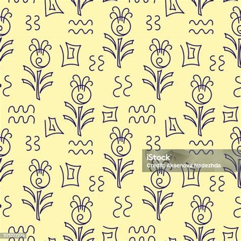 흑백 매끄러운 패턴 기괴한 식물의 개요 손으로 그린 낙서 요소 벡터 가리기에 대한 스톡 벡터 아트 및 기타 이미지 가리기 검은색 기이함 Istock