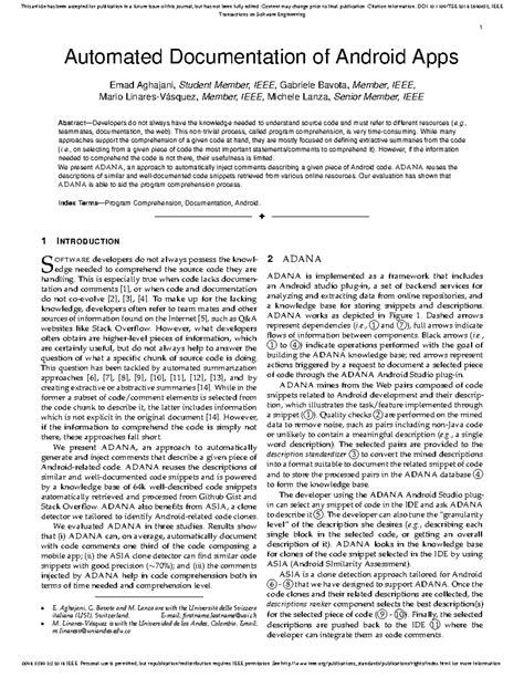Android Automated Documentation Of Android Apps Transactions On Software Engineering 1