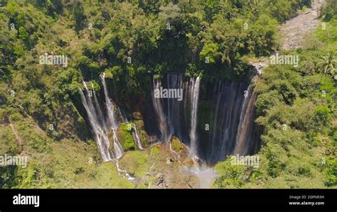 Aerial View Waterfall Coban Sewu In Java Indonesia Waterfall In