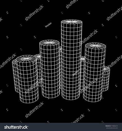 Mesh Low Poly Wireframe Cylinder Array เวกเตอร์สต็อก ปลอดค่าลิขสิทธิ์ 774866215 Shutterstock