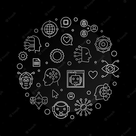 Premium Vector Ai Digital Face Concept Outline Round Silver Banner