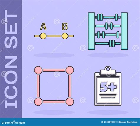 Set Test Or Exam Sheet Graph Schedule Chart Diagram Geometric Figure Square And Abacus Icon