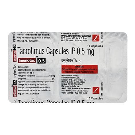 Tacrolimus Capsules Usp 0 5 Mg Imunotac 0 5 At ₹ 225 Box Surat Id
