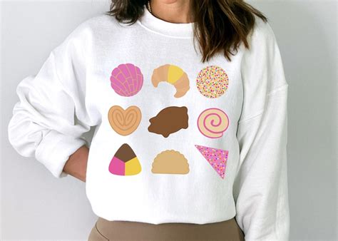 Assorted Pan Dulce Sweatshirt Mexican Sweet Bread Concha Galleta Pink Yellow Pastry Crewneck