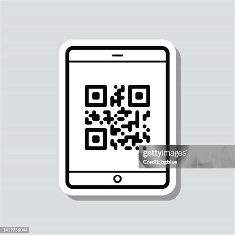 Tablet Pc With Qr Code Icon Sticker On Gray Background High Res Vector Graphic Getty Images