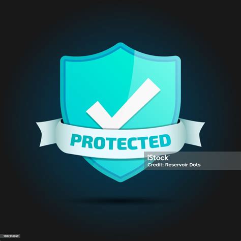 의료 및 컴퓨팅 보안 라벨 블랙 배경에 대한 보호 된 방패 방패에 대한 스톡 벡터 아트 및 기타 이미지 방패 신뢰 개념 Istock