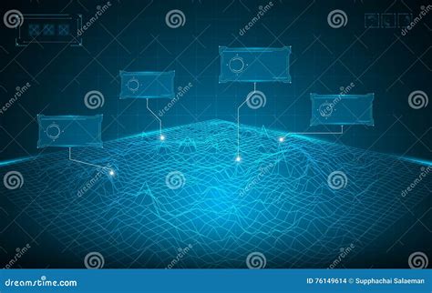 Abstract Wireframe Landscape On White Background Technology Vector Grid Digital Futuristic