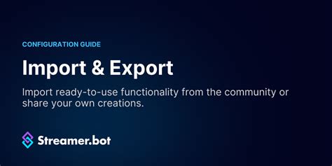 Import And Export Streamerbot Docs