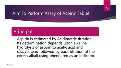 Aim To Perform Assay Of Aspirin Tablet Pptx