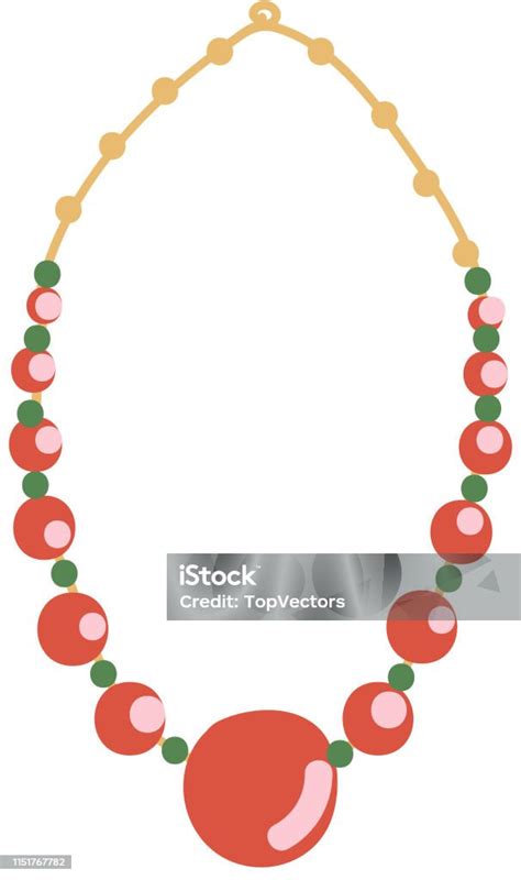 빨간 구슬 장식 된 목걸이 보석 벡터 일러스트와 함께 패션 쥬얼리 액세서리 0명에 대한 스톡 벡터 아트 및 기타 이미지 0명 개인 장식품 디자인 Istock
