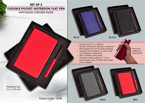 Set Of 2 Flexible Pocket A6 Notebook With Ruled Checked Pages With Flat Pen At Rs 130 Piece