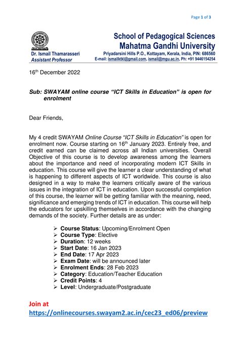 Pdf Swayam Online Course “ict Skills In Education” Is Open For Enrolment