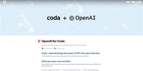 Openai For Coda — Ai Tools Catalog