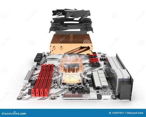 Simulation Of CPU Overheating View Of The Processor Cooling System D Render Stock Photography