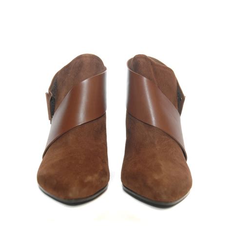 Vic Matie Tan Suede Leather Booties Suspended Heel