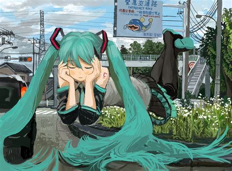 Safebooru 1girl Aqua Hair Aqua Nails Aqua Necktie Aqua Shoes Arm
