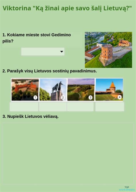 Viktorina Apie Lietuvą Interactive Worksheet Topworksheets