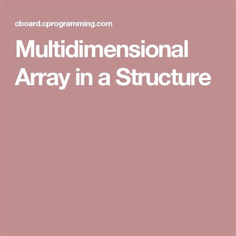Multidimensional Array In A Structure