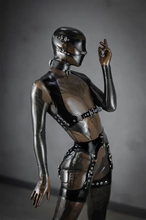 Latex Bondage Shawl Set 3 Piece Collar Chest And Thighs Latexluxe