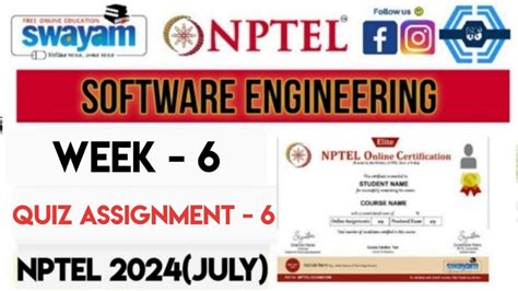 software engineering nptel 2024 july week 6 quiz assignment