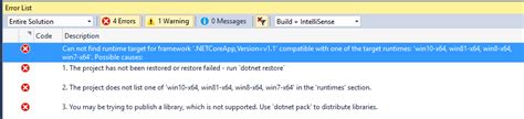 Asp Net Core Updating Nuget Packages In Visual Studio Causes The Project Build To Fail Stack