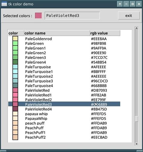 Именованные цвета в Tkinter Хабр