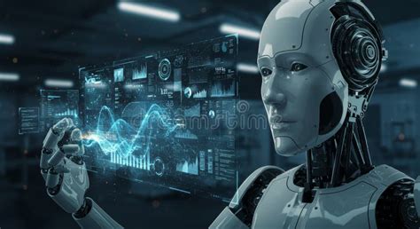 Ai Robot Analyzing Data Streams Cutting Edge Innovation Futuristic Ai Data Analysis