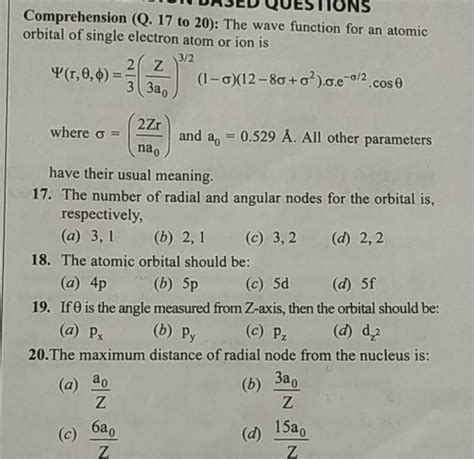20 The Maximum Distance Of Radial Node From The Nucleus Is Filo