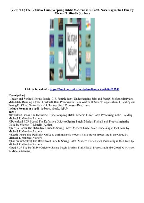 PPT Get Book The Definitive Guide To Spring Batch Modern Finite