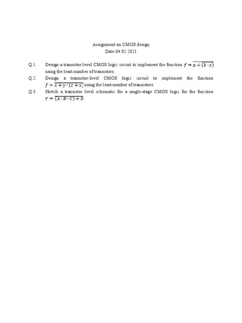 Assignment On Cmos Design Pdf Science And Mathematics Computers