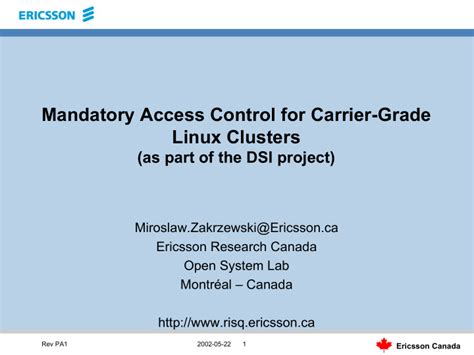 Ppt Mandatory Access Control For Carrier Grade Linux Clusters As Part Powerpoint