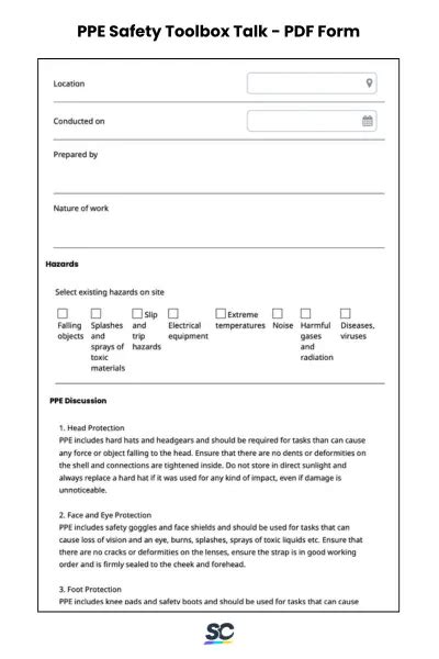 10 Toolbox Talk Pdf Templates Safetyculture