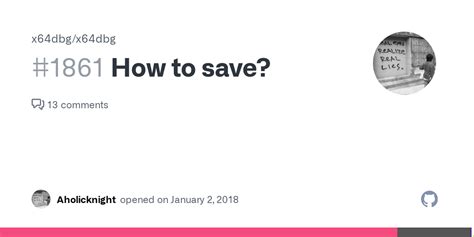 How To Save · Issue 1861 · X64dbgx64dbg · Github