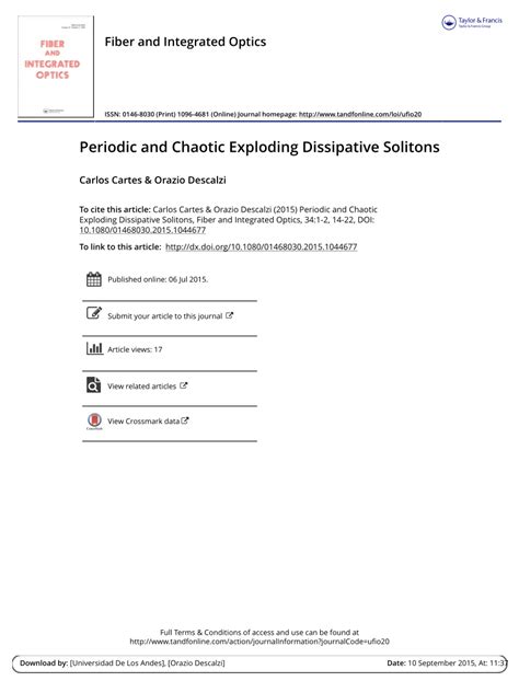 Pdf Periodic And Chaotic Exploding Dissipative Solitons