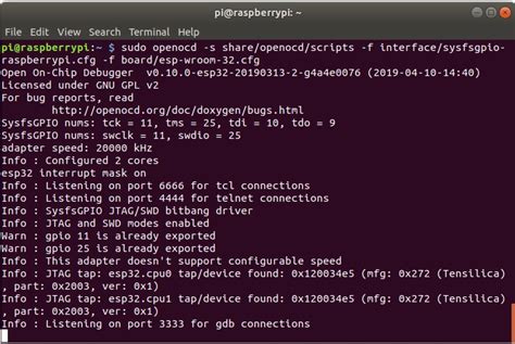 Отладка программ для Esp32 через Jtag адаптер на Raspberry Pi 3 — Схемотехника