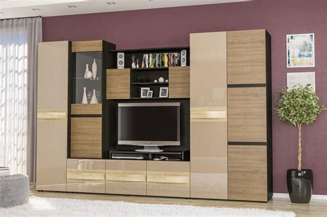 ᐉ Стінка у вітальню з шафою модерн Меблі Сервіс Гламур 300 см Капучино Венге • Краща ціна в